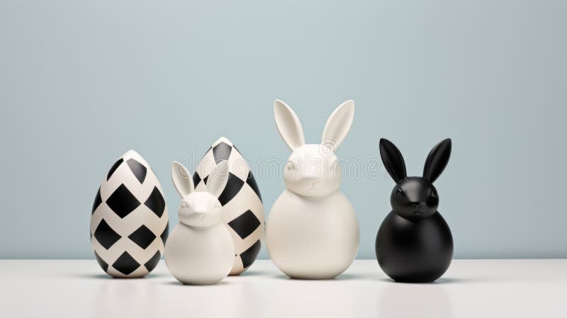Minimalist Easter Design with Bunny Figurines Stock Photo - Image of ...