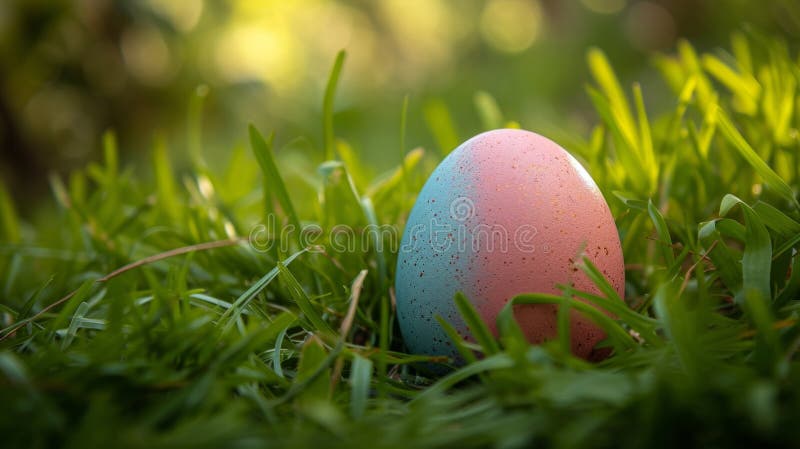 A Minimalist Easter Egg Painted in Pastel Shades, Resting on a Bed of ...