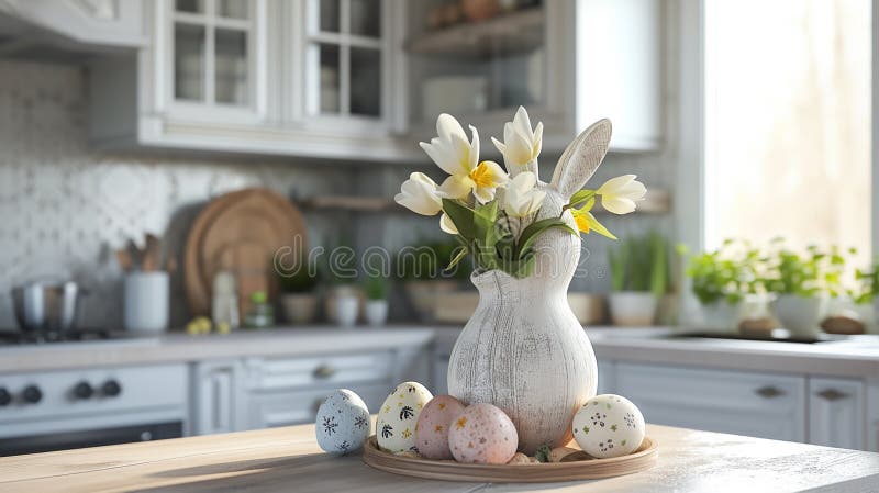 Minimalist Easter Kitchen Decoration Stock Image - Image of holiday ...