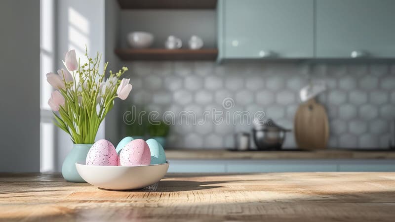 Minimalist Easter Kitchen Decoration Stock Image - Image of decor ...