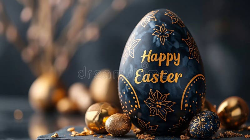 Minimalist Elegance: Easter Egg with "Happy Easter" Writing in Modern ...