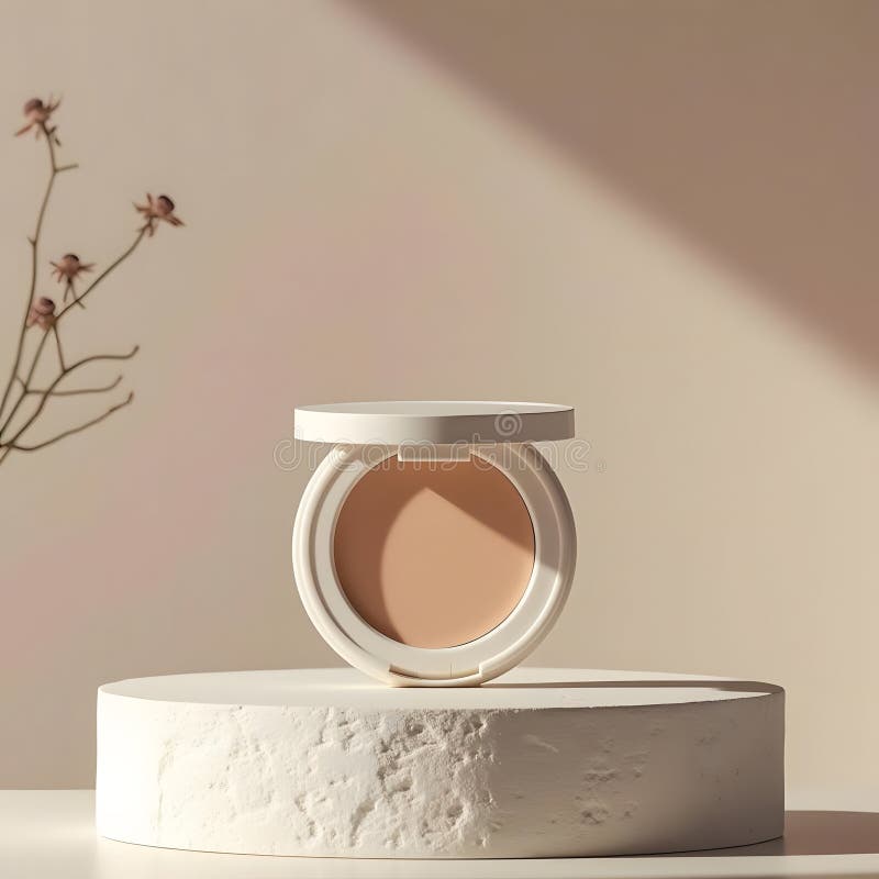 Minimalist Elegance Makeup Compact on Stone Surface Stock Illustration ...