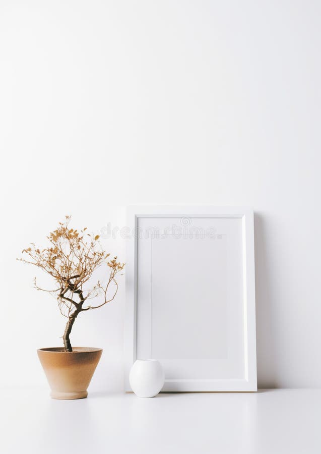 White Background with Minimalistic Mockup Frames. Generative AI Stock ...