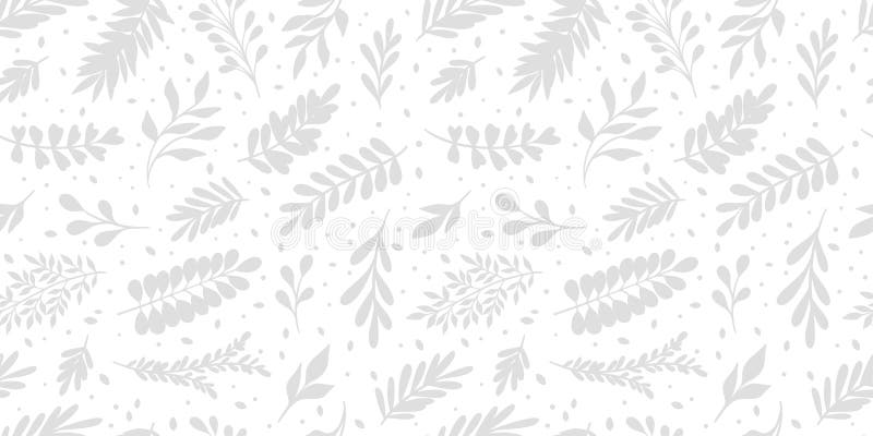Minimalist Elegant Leaf Nature Background, White Vector Repeat Pattern ...