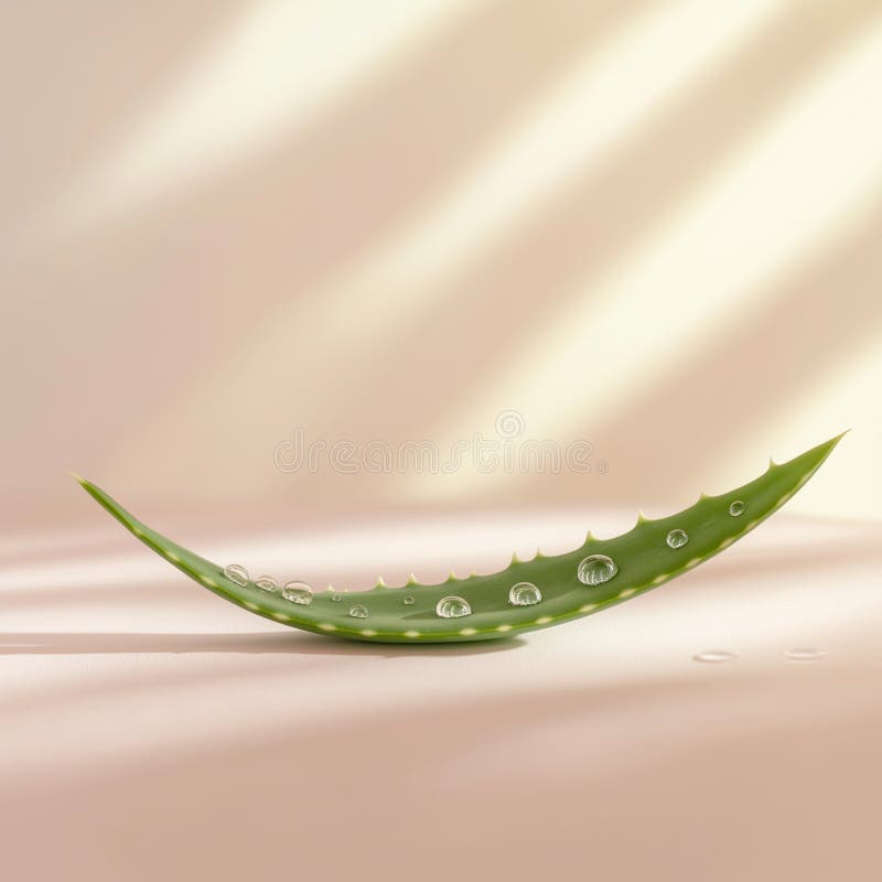 Minimalist and Elegant Scene Showcasing a Single Aloe Vera Leaf with ...