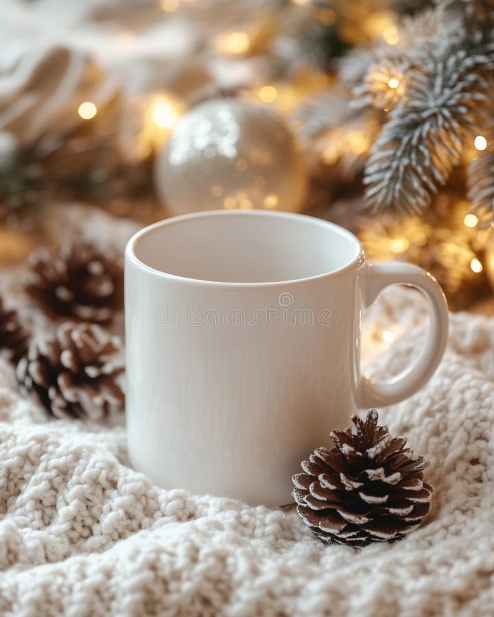 A Minimalist and Elegant Winter Card with a Blank White Mug As the ...