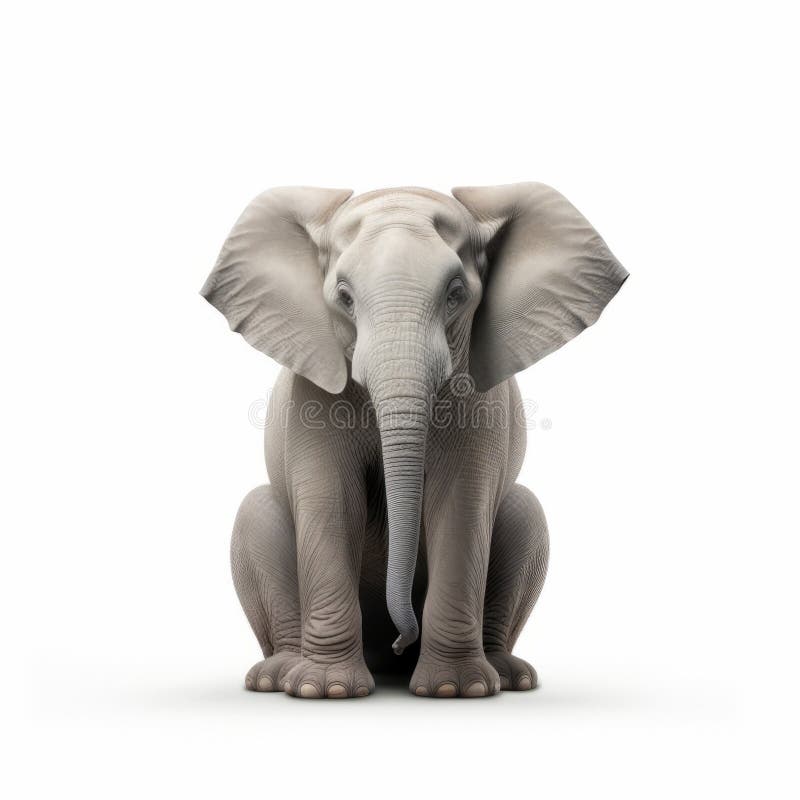 Minimalist Elephant Sitting Down on White Background Stock Illustration ...