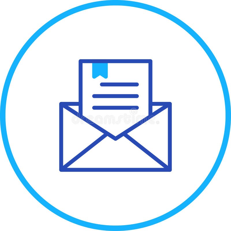 Minimalist Email Icon Design with Paper Letter in Outline Style and a ...
