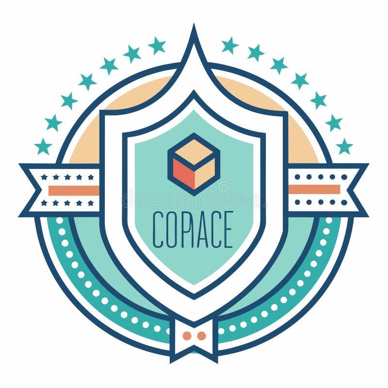 A Minimalist Emblem Depicting a Shield with a Cube Inside, Surrounded ...