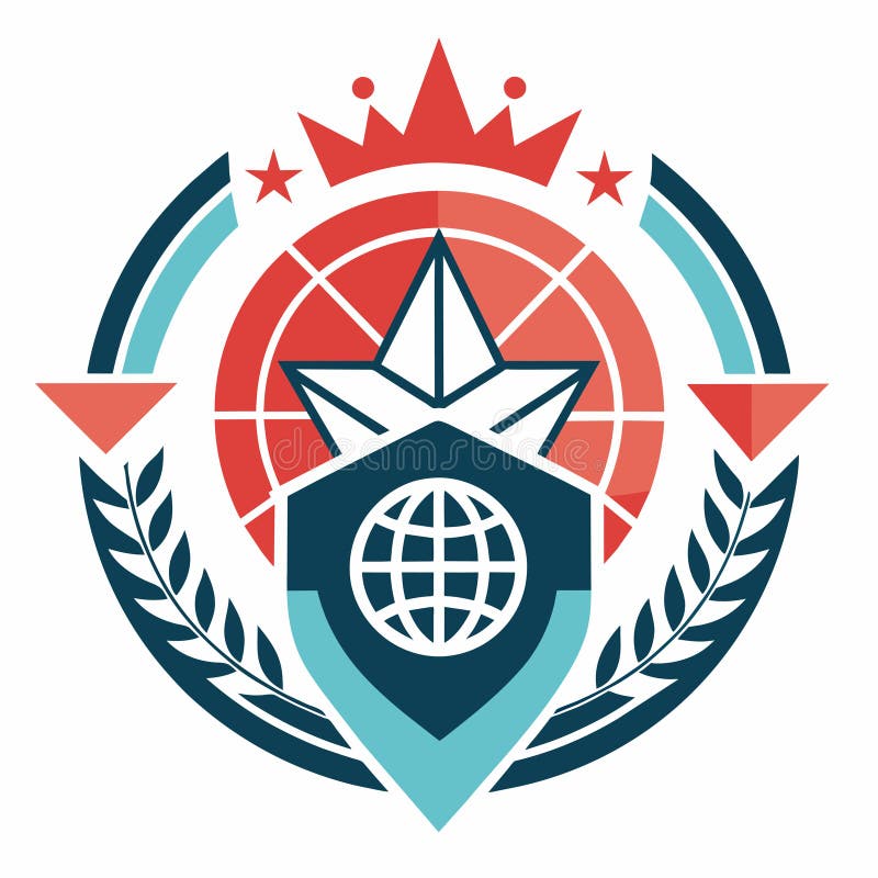 A Minimalist Emblem Featuring a Crown, Star, and Globe, Symbolizing ...