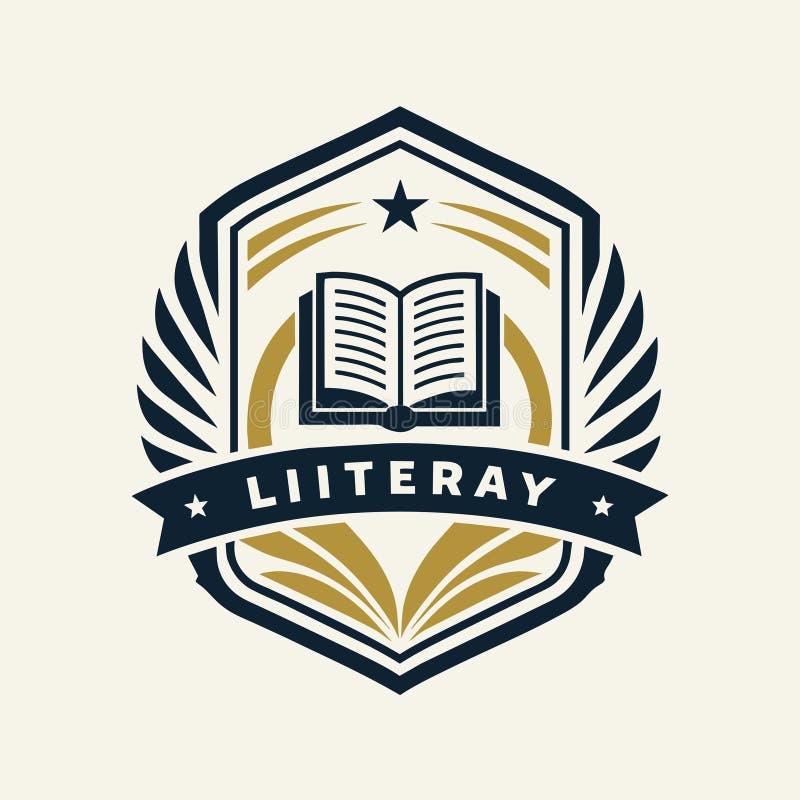 A Minimalist Emblem Featuring an Open Book, Symbolizing a Library ...