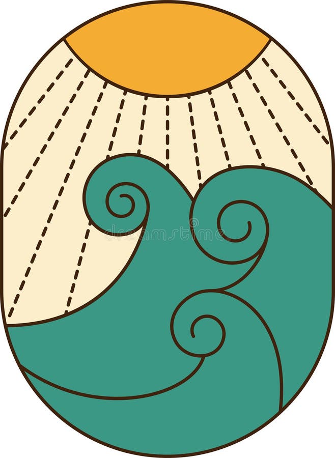 Minimalist Emblem Sun and Ocean Stock Vector - Illustration of paradise ...