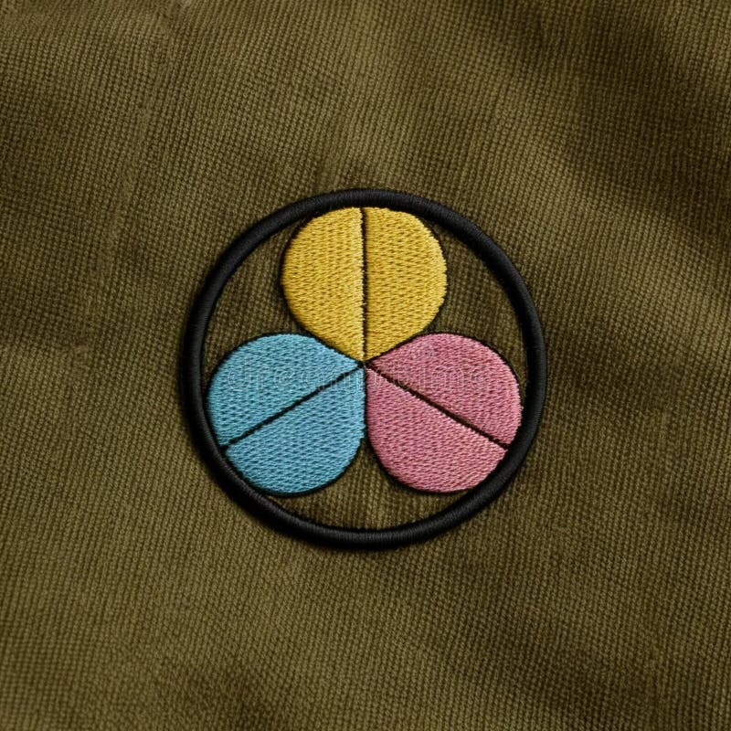 A Minimalist Embroidered Patch on a Smooth Canvas Fabric Stock ...