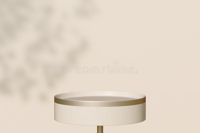 Minimalist Empty Beige Round Table Under Soft Shadow on a Plain Wall ...
