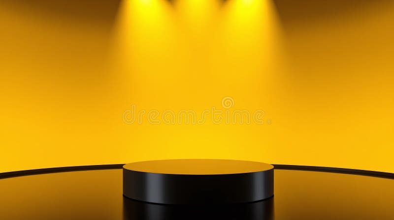 A Minimalist, Empty, Circular Platform Illuminated by Focused Lights ...