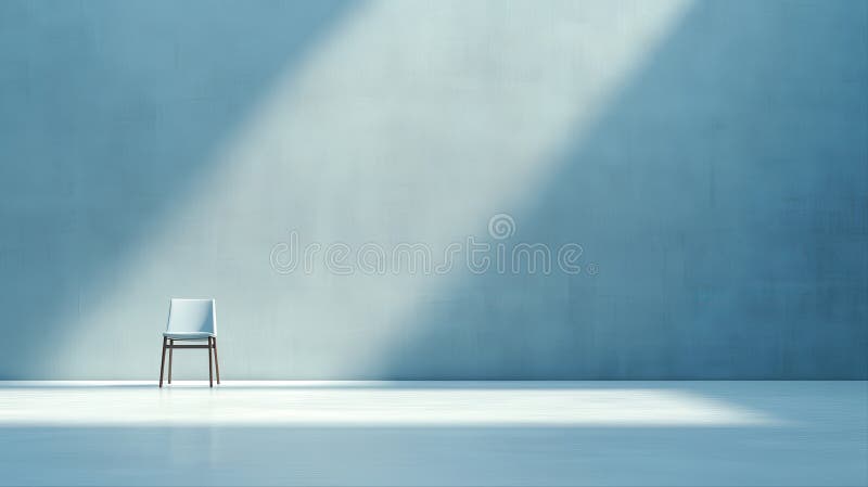 Minimalist Empty Concrete Space Featuring a Single Chair and Stark ...
