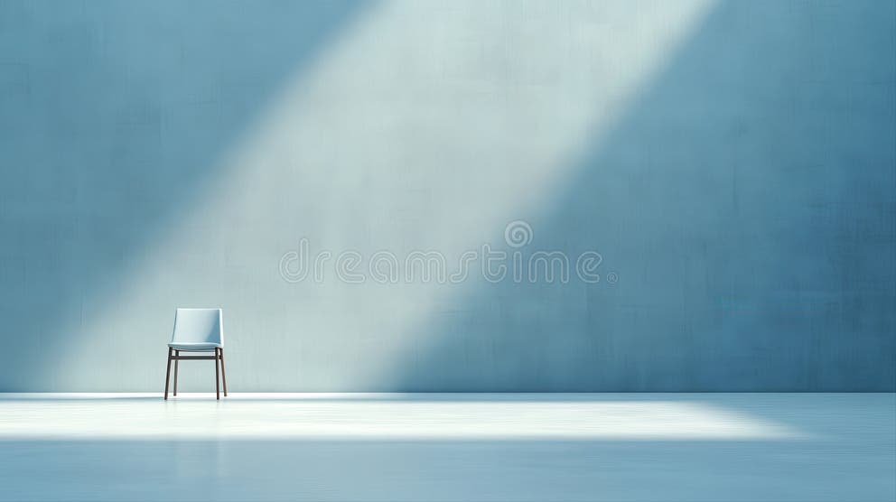 Minimalist Empty Concrete Space Featuring a Single Chair and Stark ...