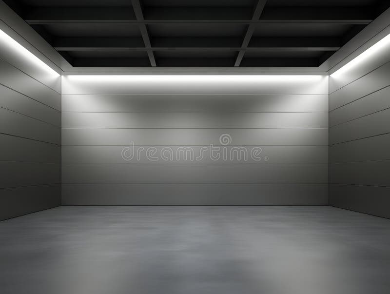 Rectangular Fields Empty Gray Room with a Dark Silver and Black Light ...