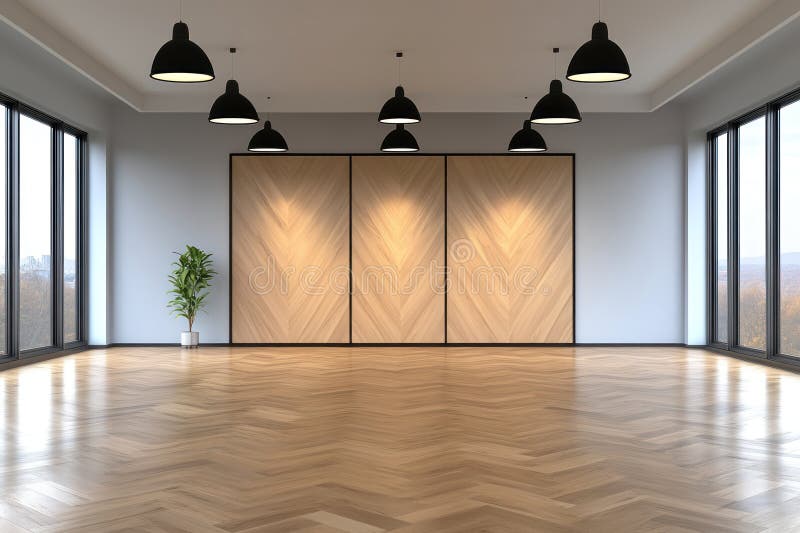 Minimalist Empty Office Open Space Interior Business Background with ...