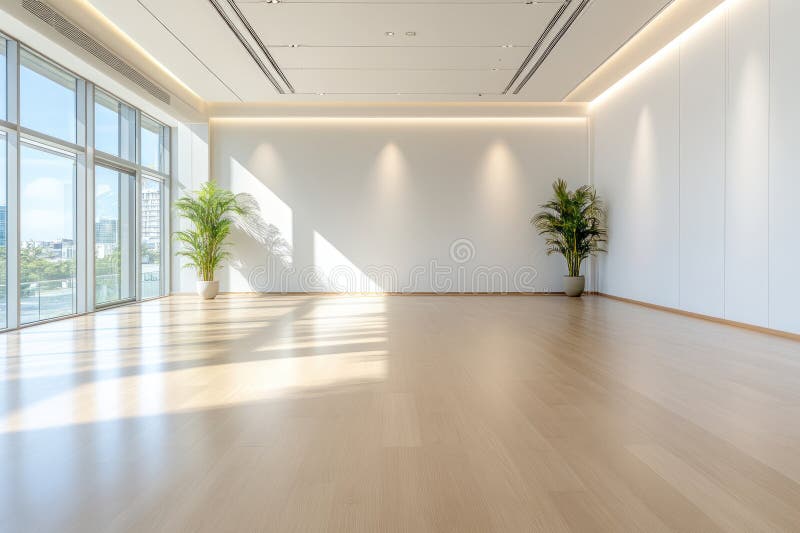 Minimalist Empty Office Open Space Interior Business Background with ...