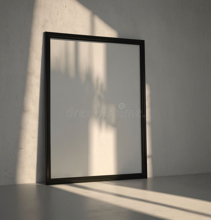 Minimalist Empty Picture Frame with Natural Light Shadows. Stock ...