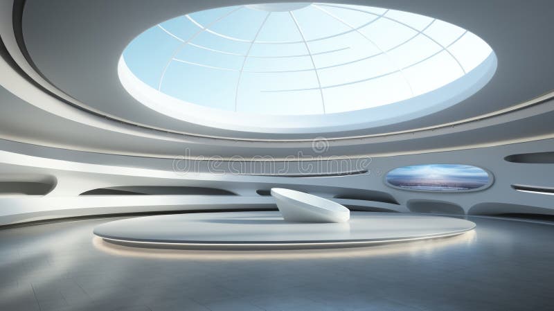 Minimalist Empty Podium in High-Tech Conference Center Stock Image ...