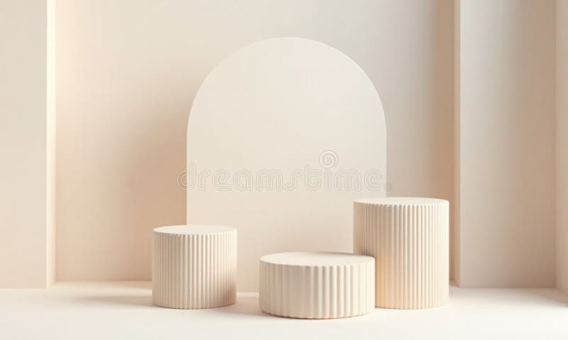 Minimalist Empty Product Podium Display Ribbed Cylindrical Pedestals ...