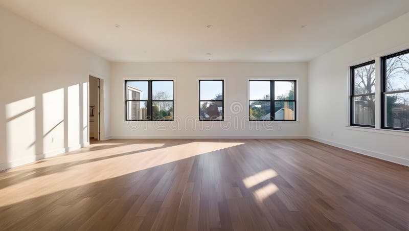 Minimalist Empty Room with Natural Light and White Walls Windows Modern ...