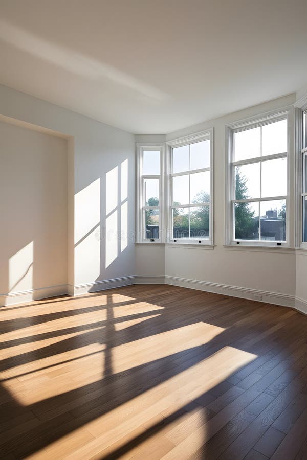 Minimalist Empty Room with Soft Light and Shadow Stock Illustration ...