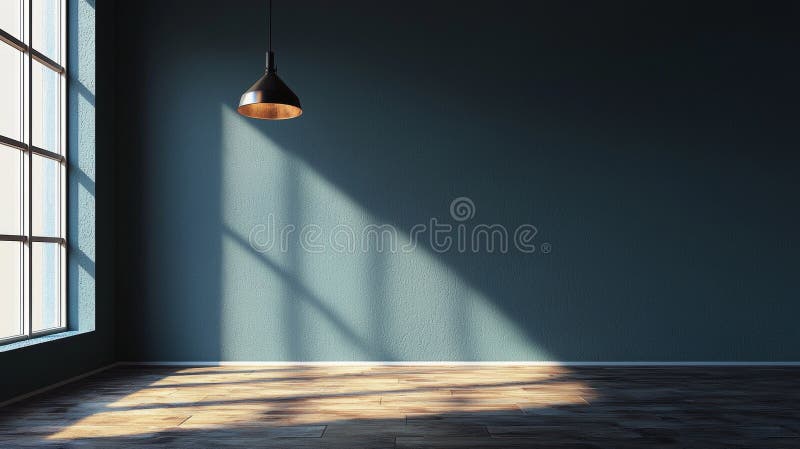 Minimalist Empty Room with Pendant Lamp and Sunlight Stock Image ...