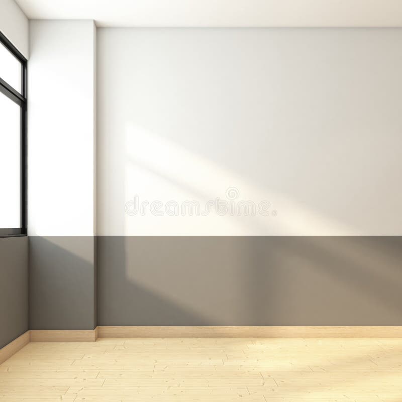 Minimalist Empty Room with White and Grey Wall, Wood Floor. 3d ...