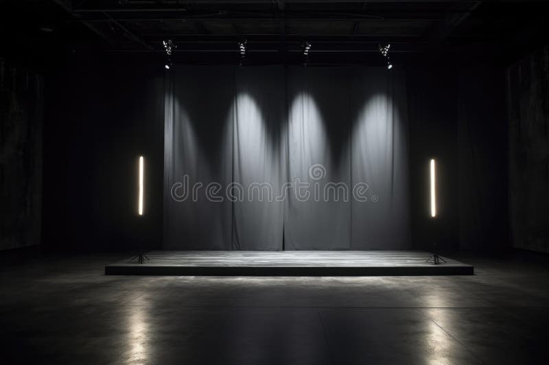 Minimalist Empty Stage with Simple Backdrop and Lights Stock ...