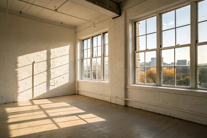 Minimalist Empty Studio Corner with Sunlight and Shadows Stock ...