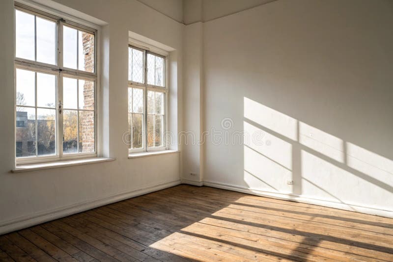 Minimalist Empty Studio Corner with Sunlight and Shadows Stock ...