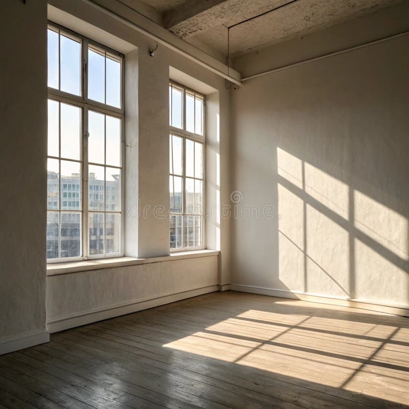 Minimalist Empty Studio Corner with Sunlight and Shadows Stock ...