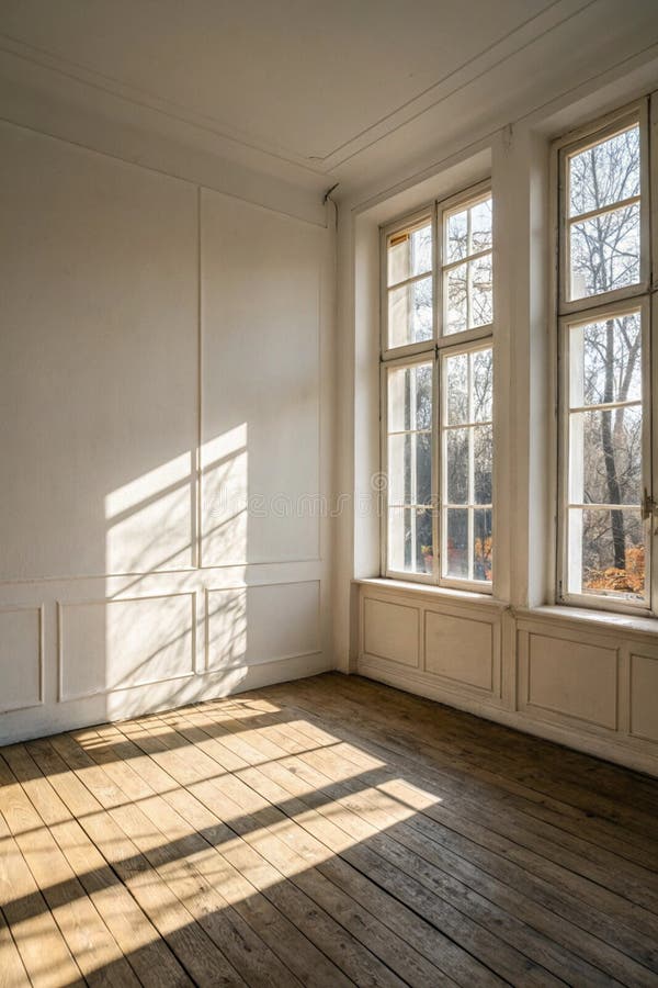 Minimalist Empty Studio Corner with Sunlight and Shadows Stock Image ...