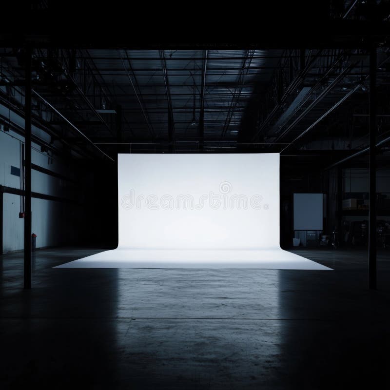 Minimalist Empty Studio with White Seamless Backdrop and Industrial ...