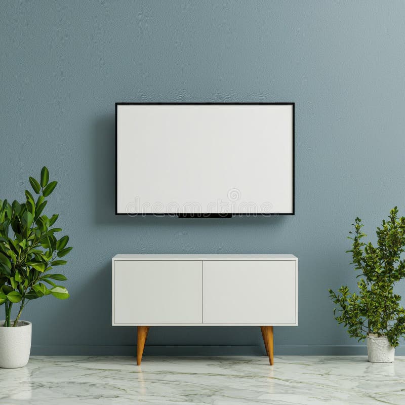 Minimalist Empty Television Screen in Artistic Interior Design Stock ...