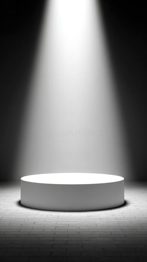 Generative AI Minimalist Empty Round Pedestal Display Stand Illuminated ...
