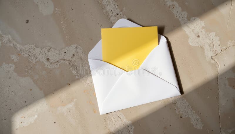 Minimalist Envelope and Card on Concrete Surface in Evening Light ...