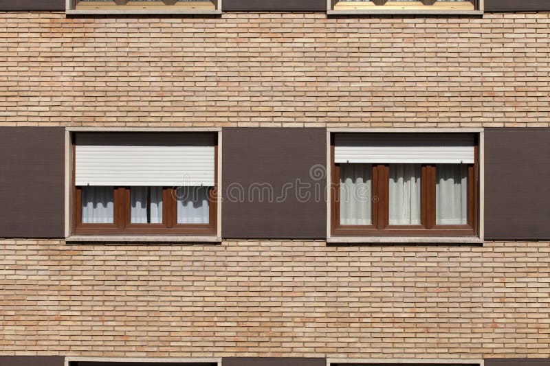 Minimalist European Building with Side Windows. Stock Image - Image of ...