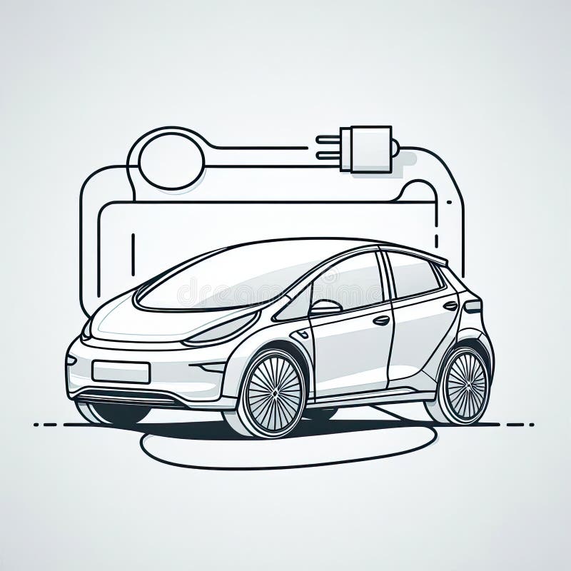 Minimalist EV Icon with Power Cable Design Stock Illustration ...