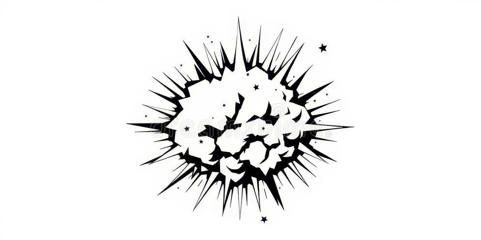 Minimalist Explosion Cloud with White and Black Rays on Simple ...