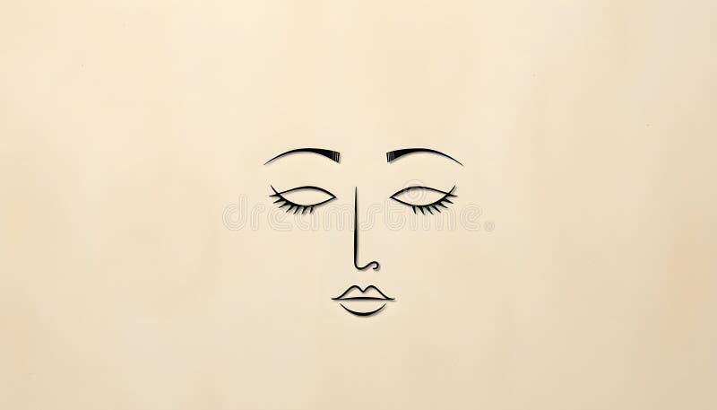 Minimalist Face Art: a Serene Line Drawing Stock Illustration ...