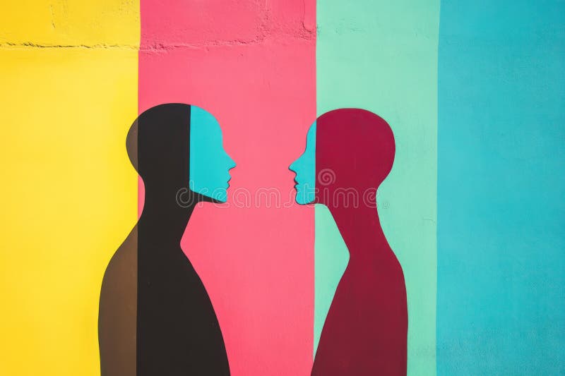 Minimalist Faceless Figures in Abstract Conversation Stock Photo ...