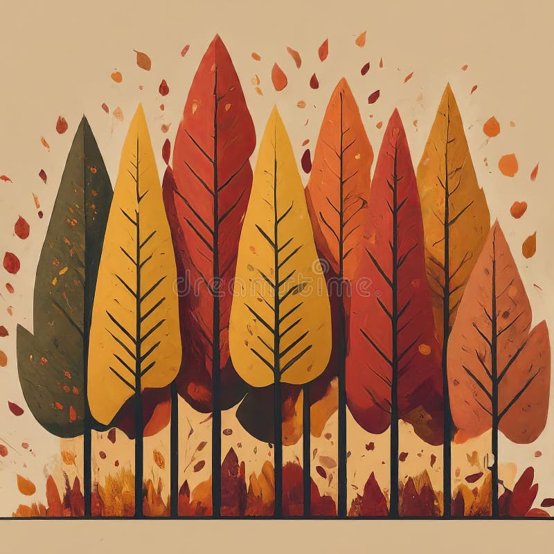 Minimalist Fall Forest stock illustration. Illustration of motion ...