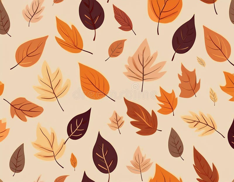 Minimalist Falling Leaves Pattern Autumn Hues on Neutral Background ...