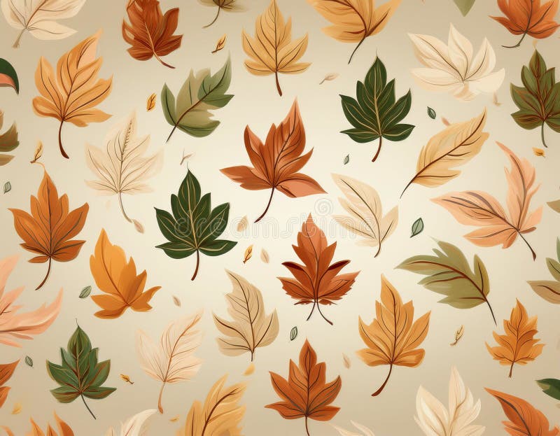 Minimalist Falling Leaves Pattern Autumn Hues on Neutral Background ...
