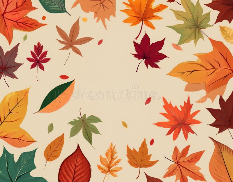 Minimalist Falling Leaves Pattern Autumn Hues on Neutral Background ...