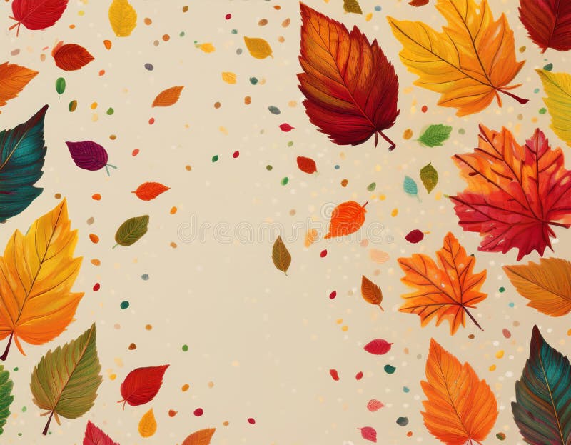 Minimalist Falling Leaves Pattern Autumn Hues on Neutral Background ...